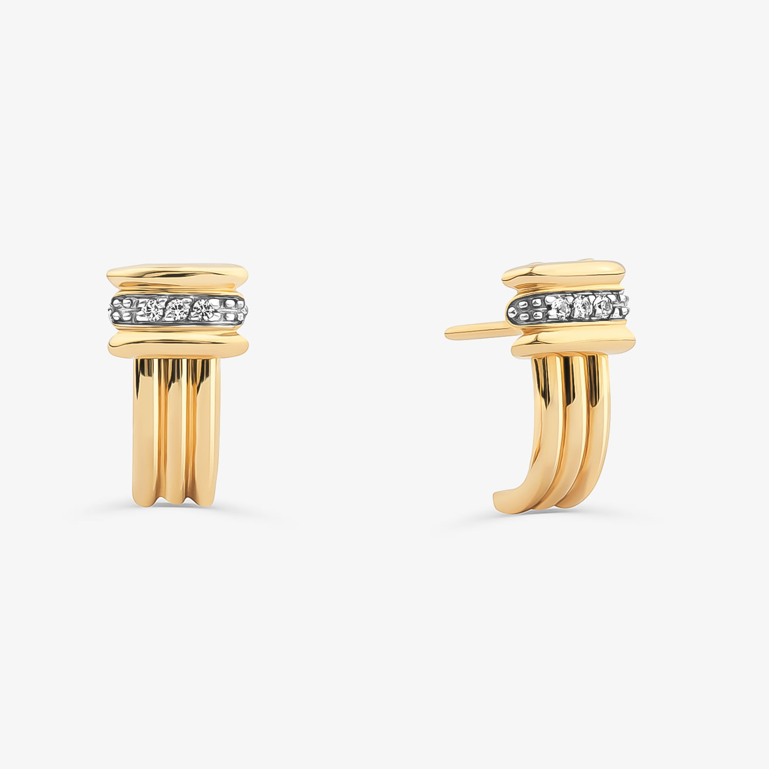 Brinco Argolas Ovais com Topázio em Prata 925 com Banho de Ouro Amarelo ...